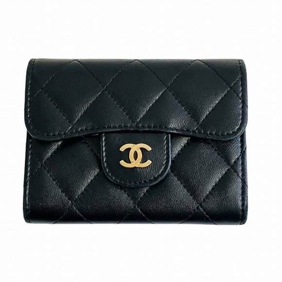 CHANEL | Bags | Chanel Matelasse Lambskin Coco Mark Black Wallet Case ...